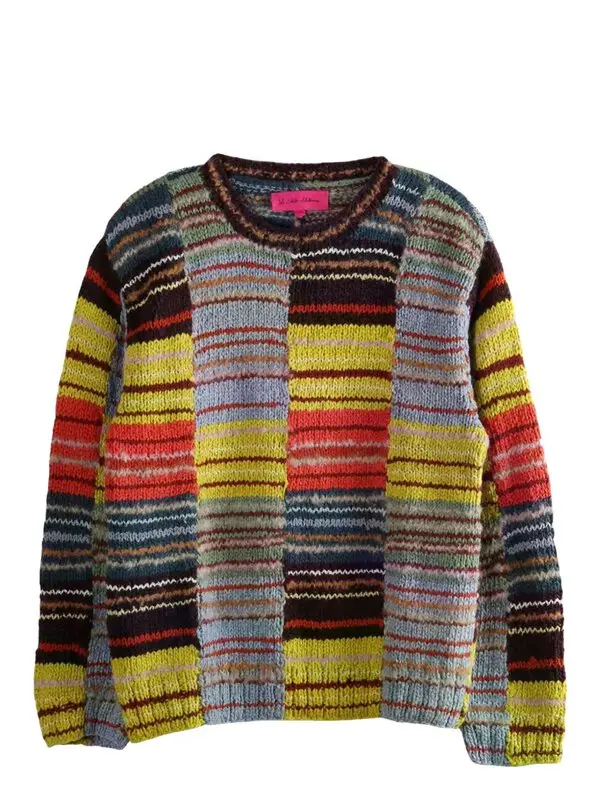 THE ELDER STATESMAN Colour-block Striped Sweater - Blue