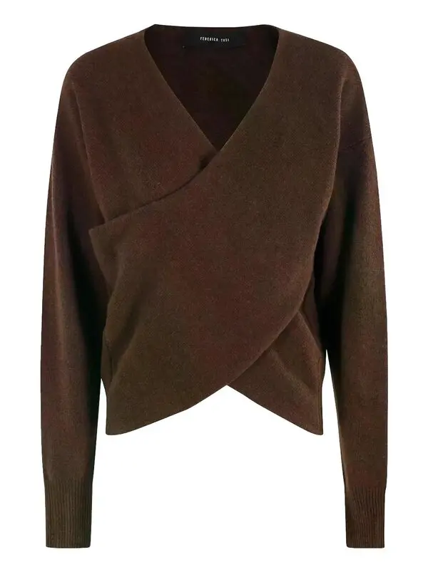 Federica Tosi Long-sleeve V-neck Sweater - Brown