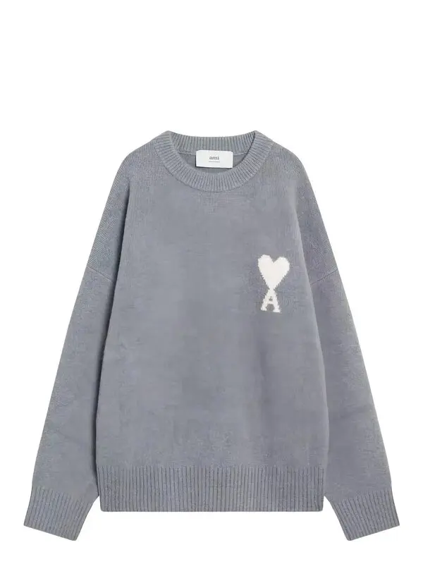 Ami Heart Logo Crew-neck Sweater - Grey