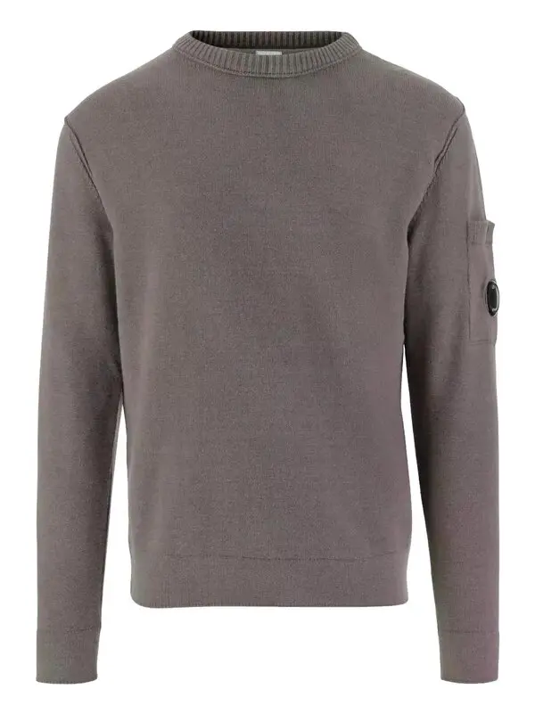 C.P. COMPANY Crew Neck Sweater With Lens Pocket - Grey
