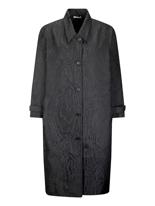 STEFANO MORTARI Textured Buttoned Trench Coat - Black