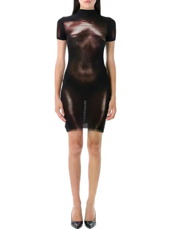 Jean Paul Gaultier Mesh Body-print Mini Dress - Brown