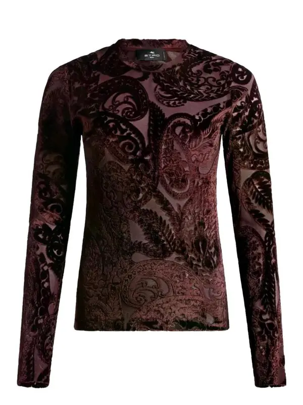 Etro Paisley-jacquard Velvet Blouse - Brown