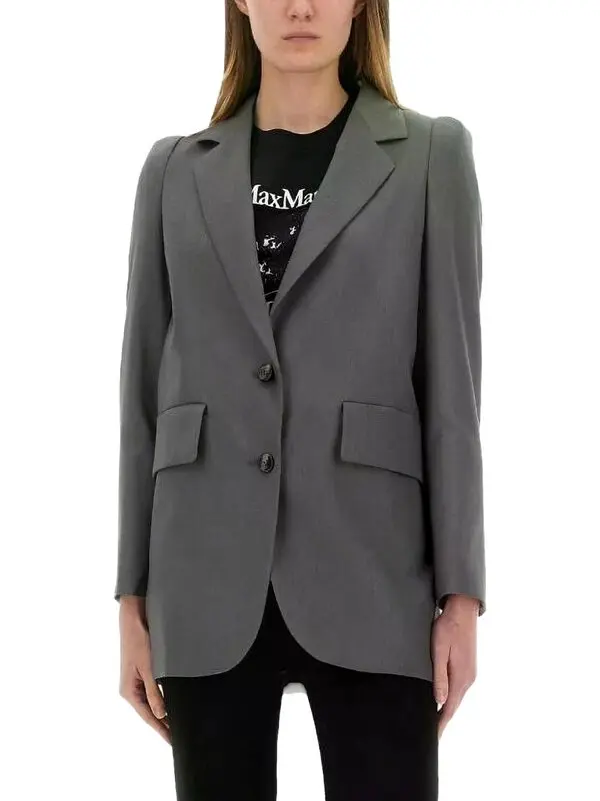 Max Mara Padded-shoulder Blazer - Grey
