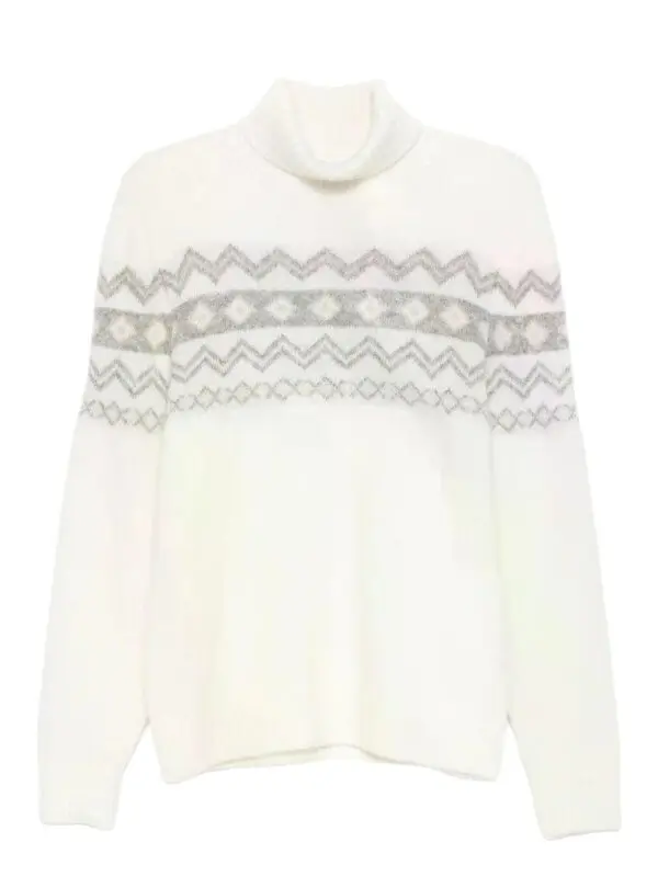 Eleventy Jacquard Turtleneck Sweater - Neutrals