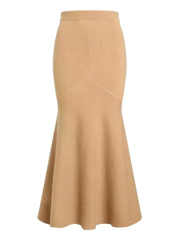 Patou Fishtail Wool Skirt - Brown