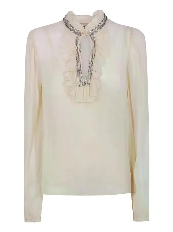 TWINSET Embellished Ruffled Blouse - Neutrals