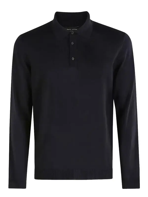 ROBERTO COLLINA Merino Wool Polo Shirt - Blue