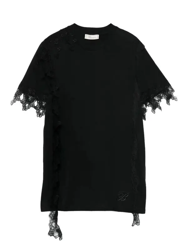 Blumarine Lace-trimmed Short-sleeve Top - Black