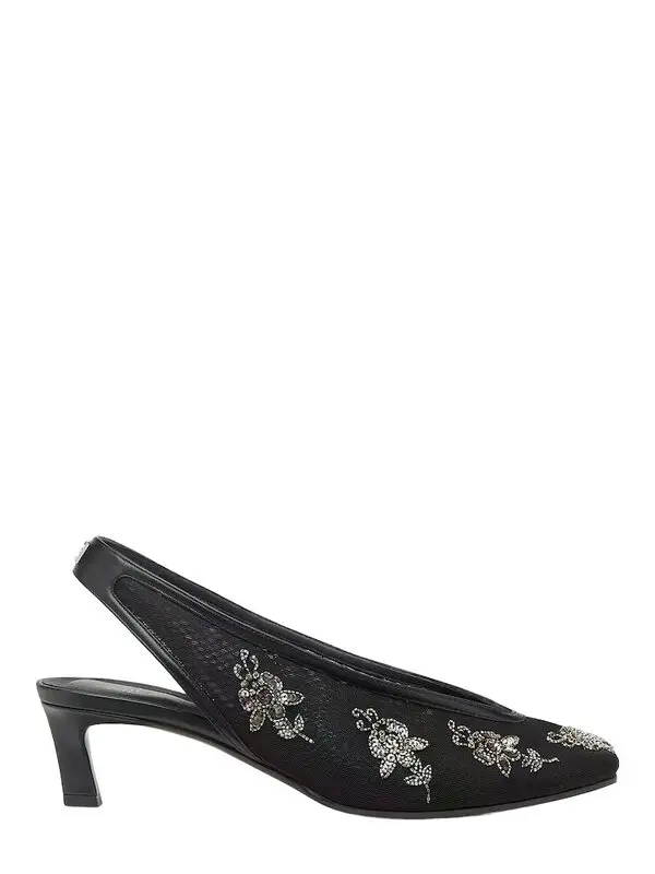 Fendi 46mm Embellished Slingback Heeled Pumps - Black