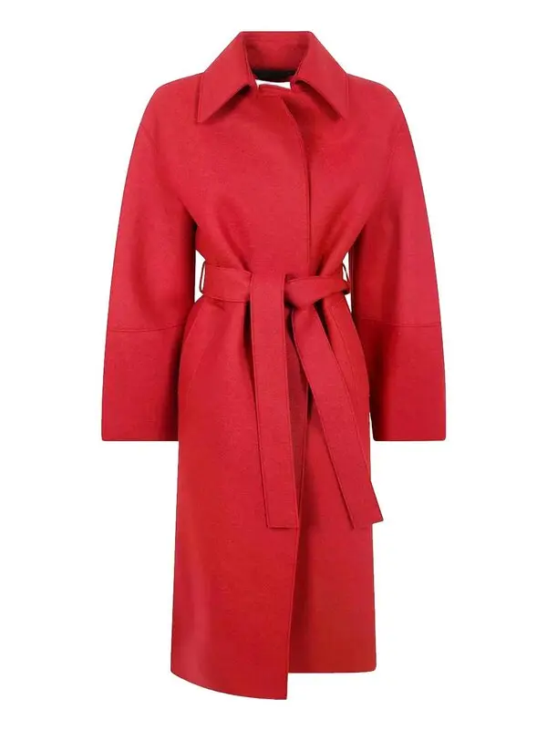 Harris Wharf London Belted Wool Coat - 544 Royal Red
