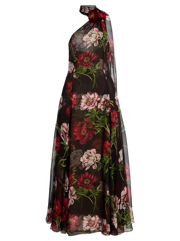Oscar De La Renta Printed Silk Chiffon Halter Gown - Multi