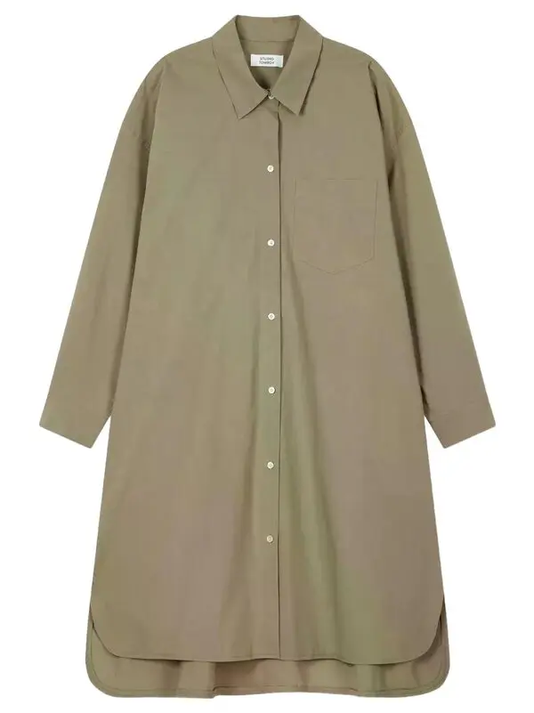 STUDIO TOMBOY Long-sleeve Collared Shirt Dress - Green