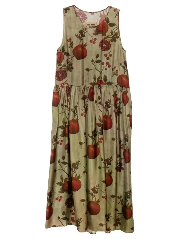 UMA WANG Pomegranate-print Sleeveless Dress - Green