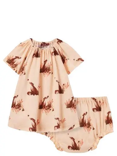 MILKBARN Organic Cotton Dress And Bloomer Set - Floral Fox