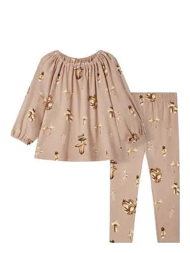 MILKBARN Organic Cotton Dress And Legging Set - Mushroom