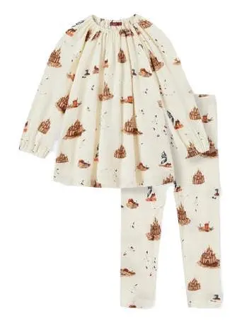 MILKBARN Organic Cotton Dress And Legging Set - Sandcastle