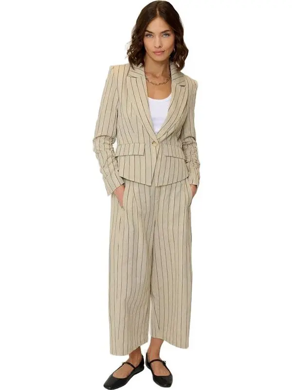 Central Park West Rose Dickey Striped Blazer - Khaki