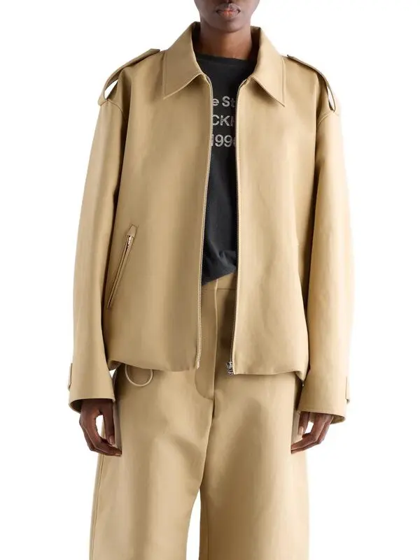 Acne Studios Organic Cotton Sateen Jacket - Beige Melange