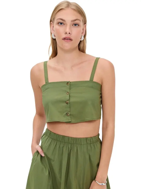 LE BOP Poplin Martha Top - Olive