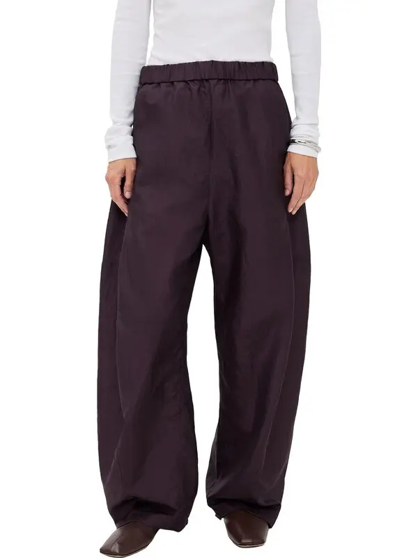 Tibi Crispy Nylon Winslow Pants - Eggplant
