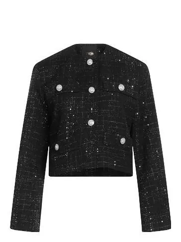 Maje Tweed Jacket With Sequins - Black