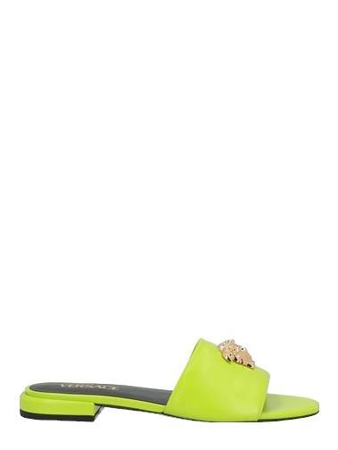 Versace Leather Slide Sandals - Lime Green