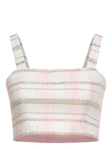 LIU •JO Multicolor Tweed Crop Top - Pink