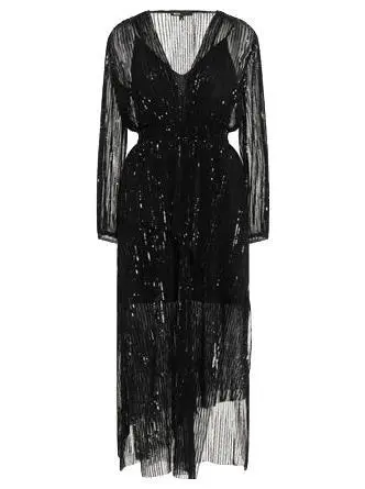 Maje Midi Dress With Sequins And Tulle - Black