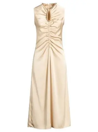 Sandro Satin Maxi Dress - Beige