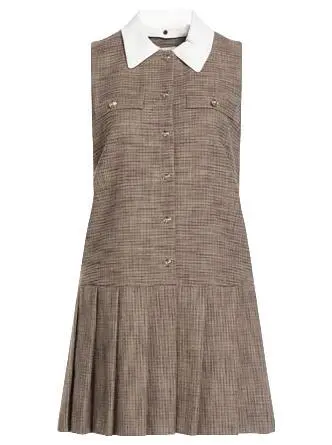 Sandro Mini Flannel Houndstooth Dress - Brown