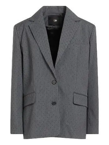 Maje Single-breasted Pinstriped Blazer With Crystals - Grey
