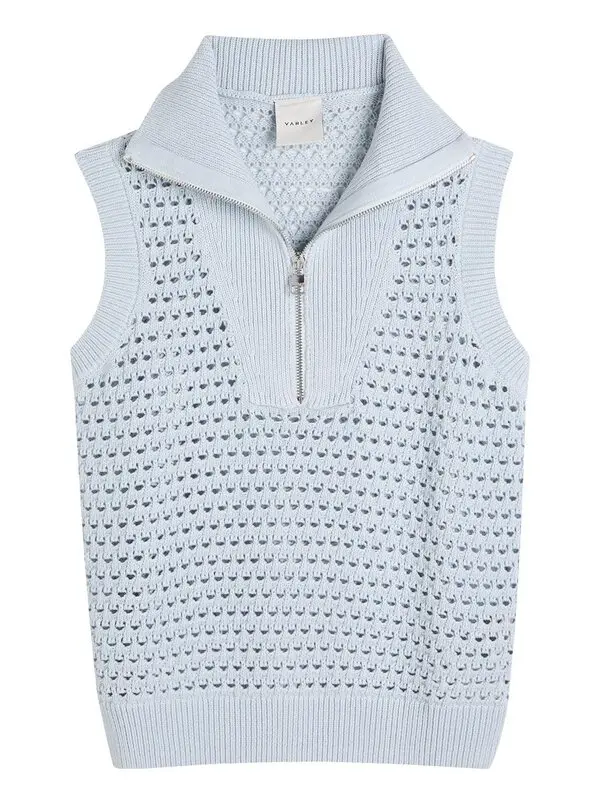 Varley Bains Half Zip Open-knit Vest - Blue