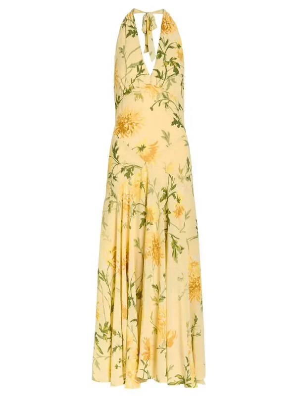 REFORMATION Briony Panelled Floral-print Georgette Midi Dress - Yellow