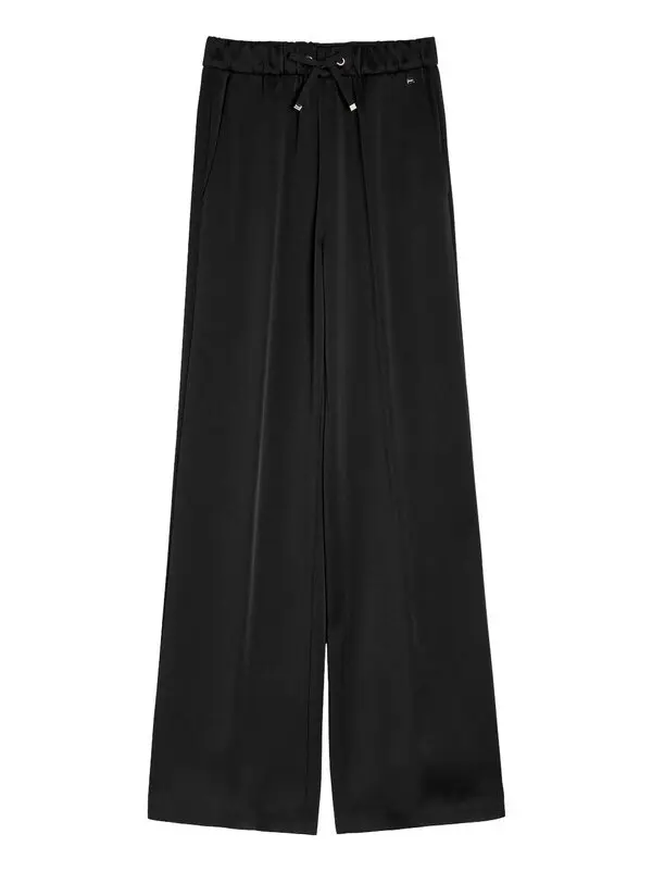 Herno Wide-leg Crepe De Chine Trousers - Black