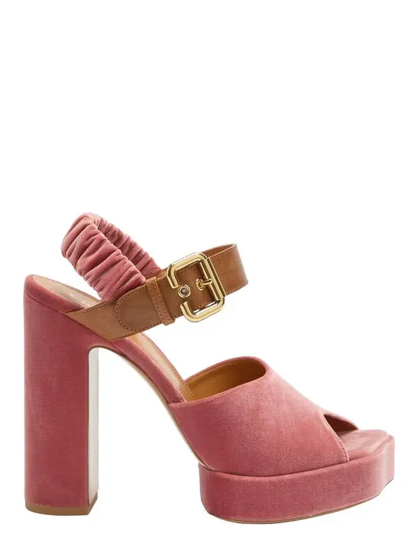 Chloé Aria Suede Platform Sandals - Pink