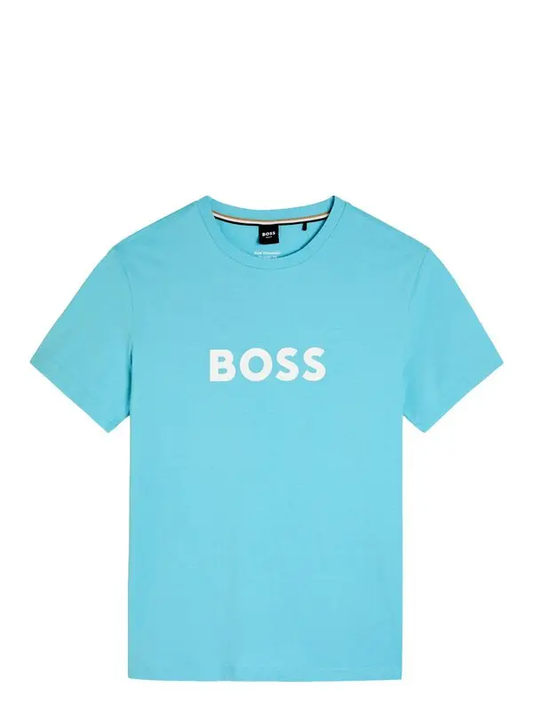 BOSS Logo-printed Cotton T-shirt - Light Blue