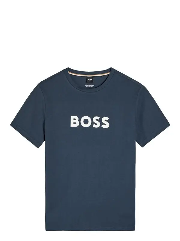 BOSS Logo-printed Cotton T-shirt - Navy
