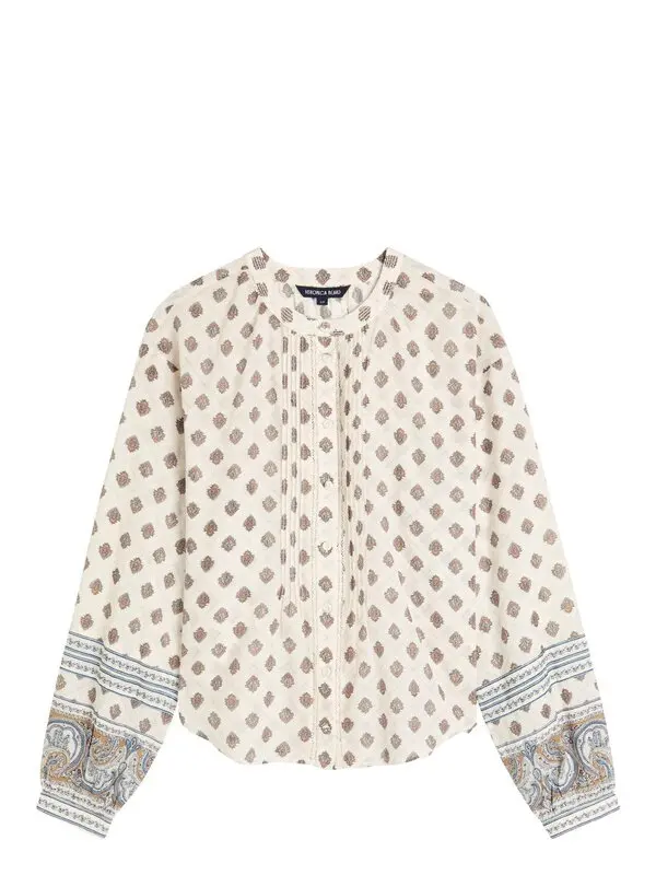 Veronica Beard Lollie Printed Cotton-blend Blouse - White And Multi