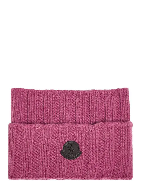 Moncler Wool And Cashmere-blend Collar With Logo Appliqu - Dark Pink