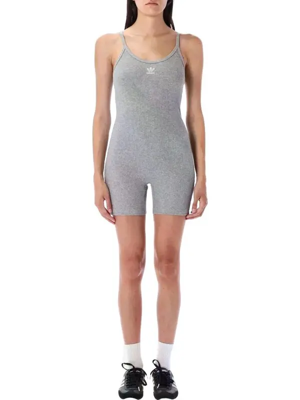 Adidas Ribbed Spaghetti-strap Jumpsuit - Grey