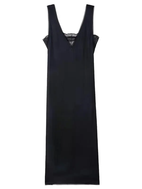 Zadig&Voltaire Lace-trimmed Satin Midi Dress - Black
