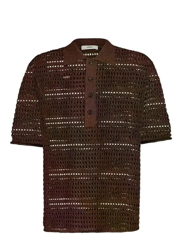 Commas Open-work Polo Shirt - Brown