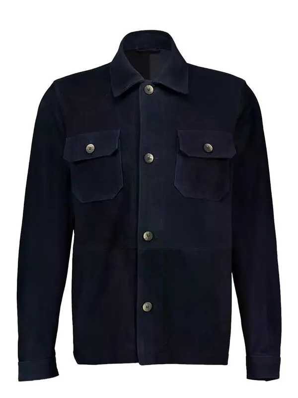 Frescobol Carioca Ravi Flap-pocket Suede Overshirt - Blue
