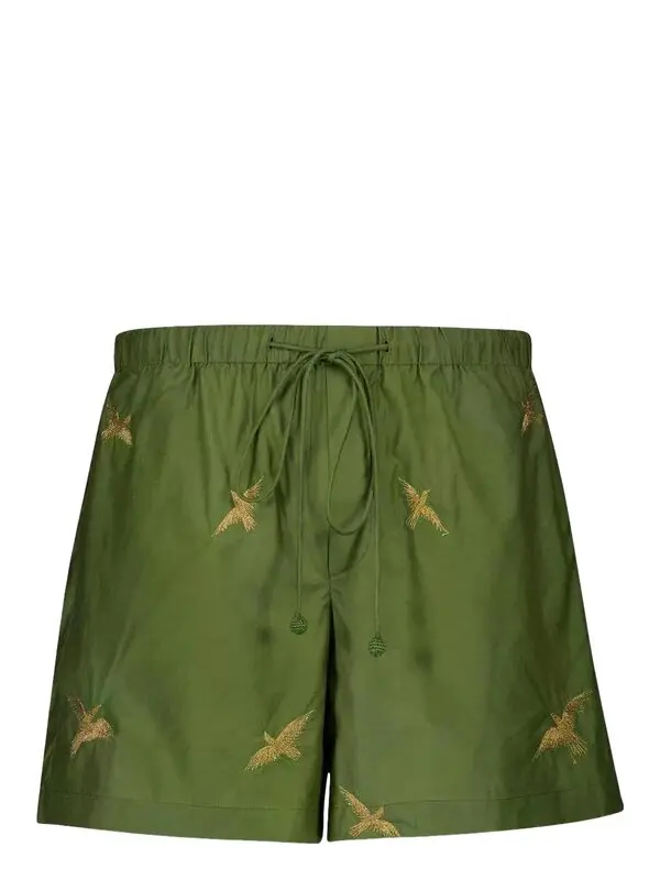 BAZISZT Embroidered Shorts - Green