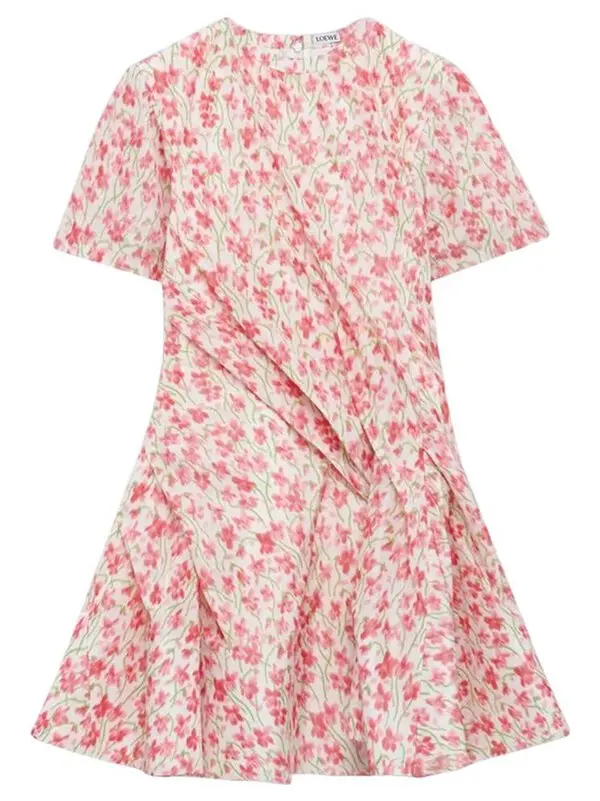 Loewe Twisted Floral Dress - Pink