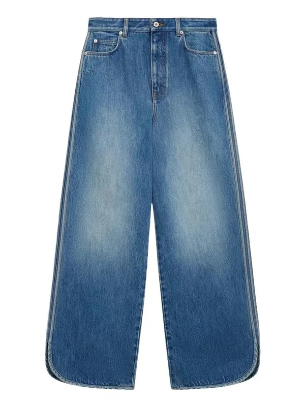 Loewe Piping Detail Cotton Denim Jeans - Blue
