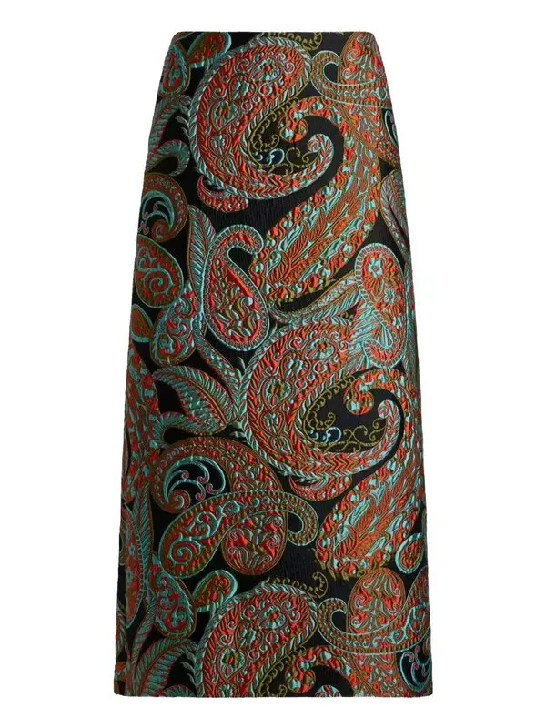 Etro Paisley Jacquard Midi Skirt - Black