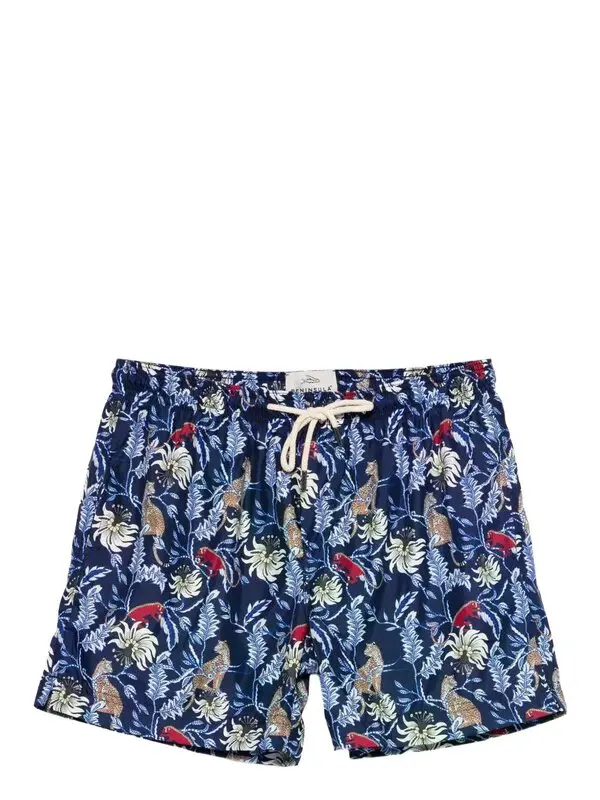 PENINSULA SWIMWEAR Leopard-floral Swim Shorts - Blue