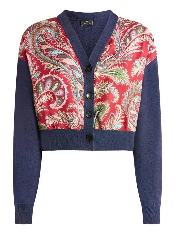 Etro Paisley Print Cropped Cardigan - Blue